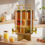 3 In 1 Rotating Glass Beverage Dispenser with 3 Taps
