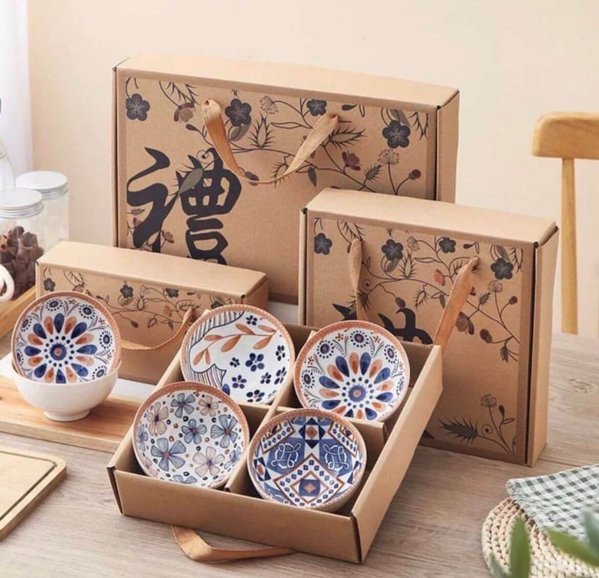 Multi-Design All-Purpose Porcelain Bowls | Set of 4 with Gift Box