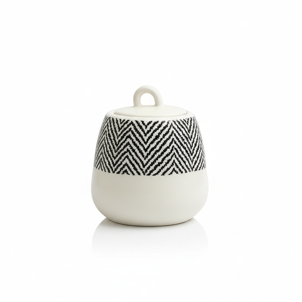 DANNY HOME Modern Ceramic Sugar Jar 220ml – Black & White