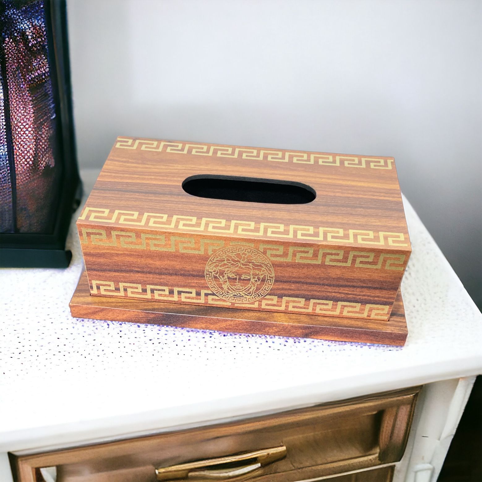 Versace Wooden Tissue Box & Dust Bin
